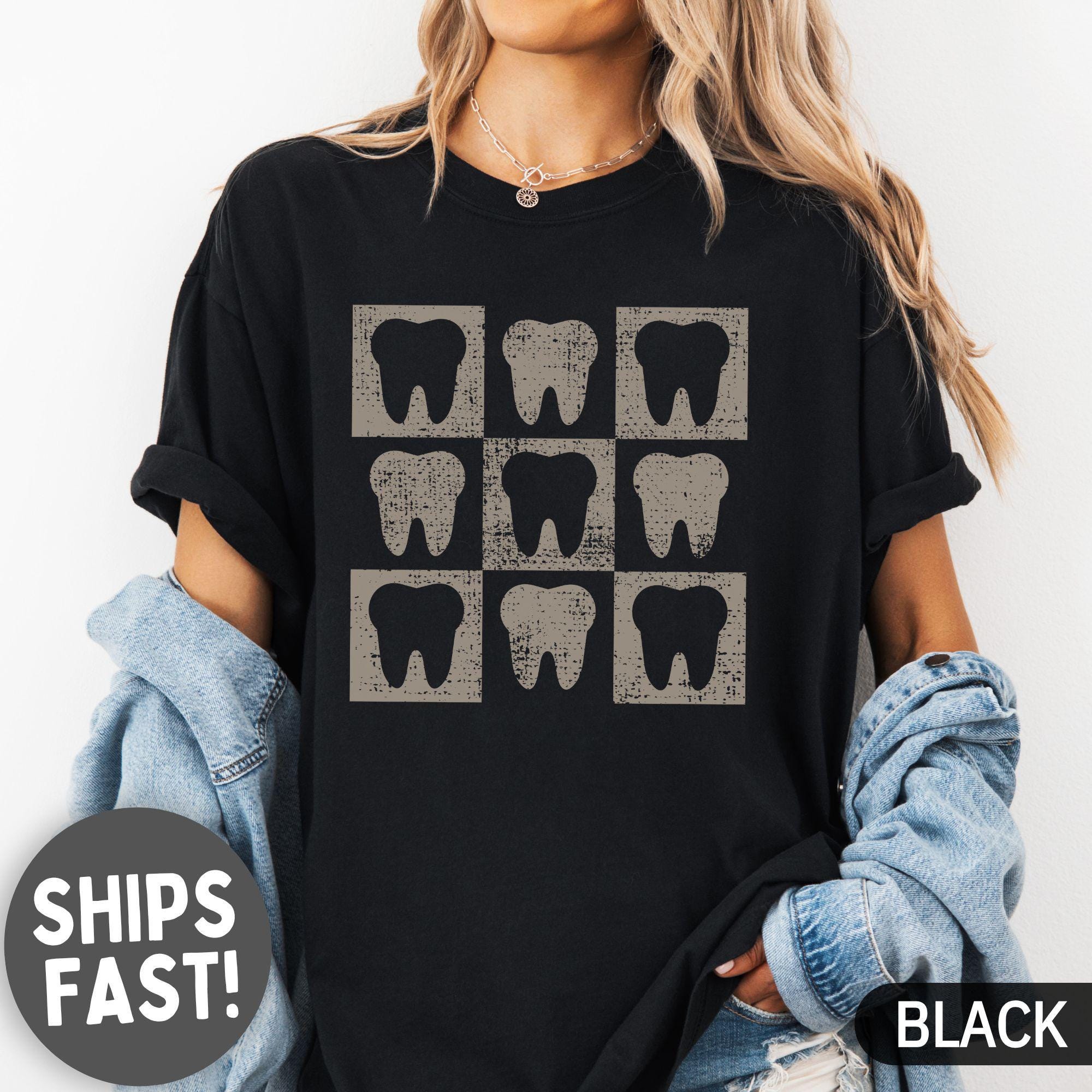 Comfort Colors® Checkered Tooth Shirt, Dental Shirt, Dental Hygiene ...