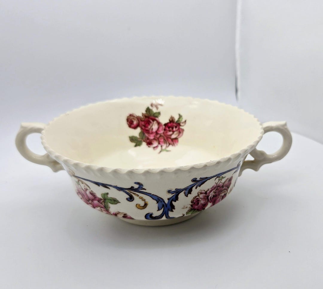Soup Bowl - Vintage Royal Cauldon Premier Rose Footed Cream Soup Bowl ...