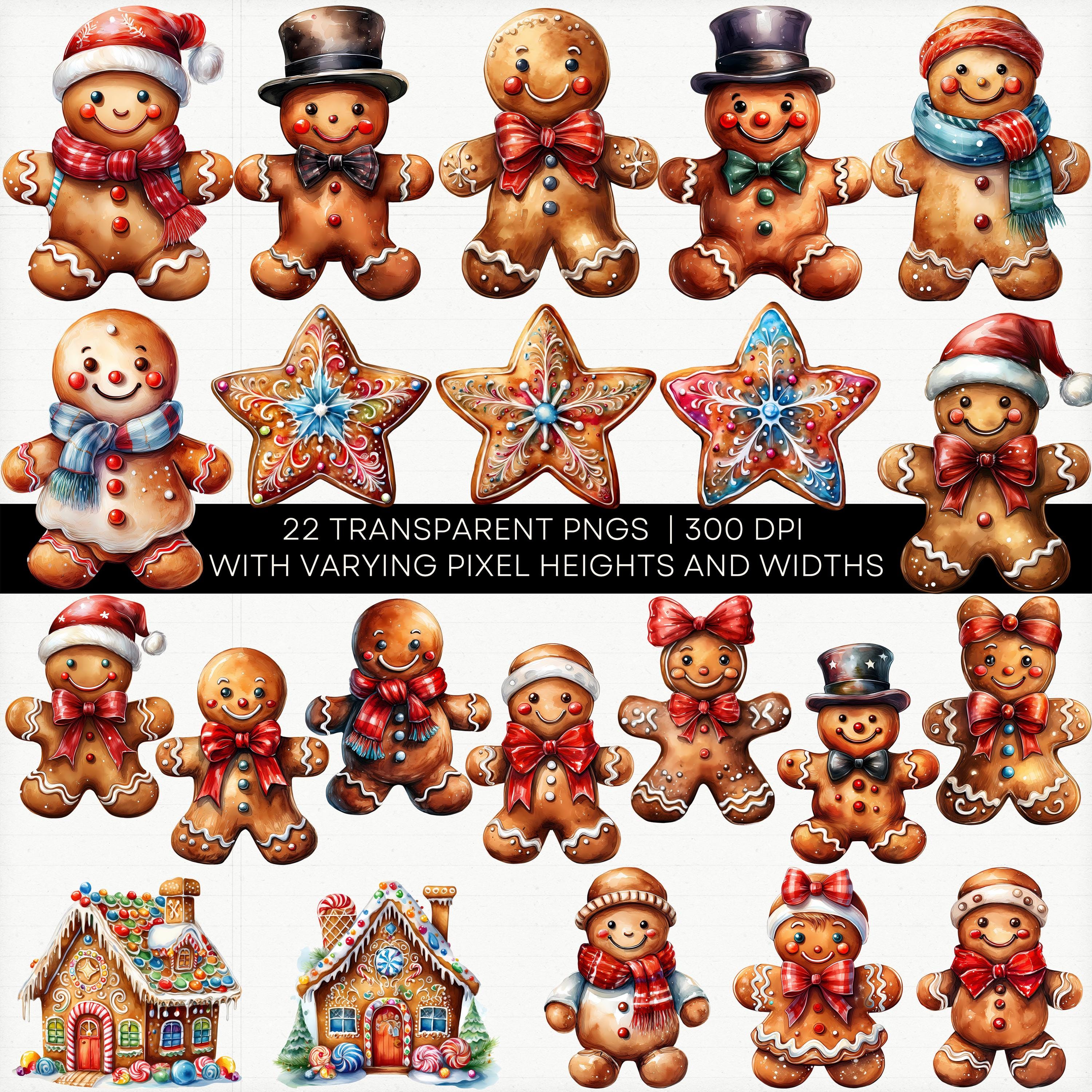 Watercolor Christmas Gingerbread Clipart Pack | Gingerbread Man ...