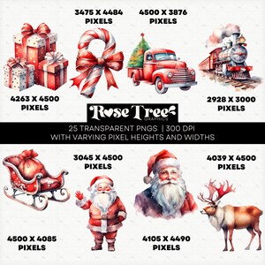 Watercolor Retro Christmas Santa Clipart Pack | 25 PNG Graphics | Hot ...