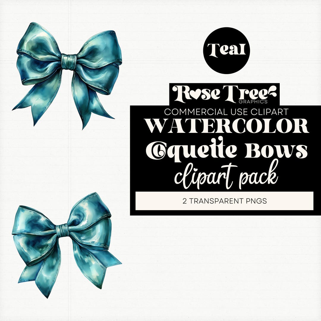 Watercolor Coquette Bows Clipart Bundle| 2 PNG Graphics| Commercial Use ...