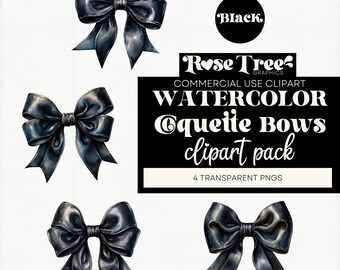 Watercolor Coquette Bows Clipart Bundle | 3 PNG Graphics | Commercial ...