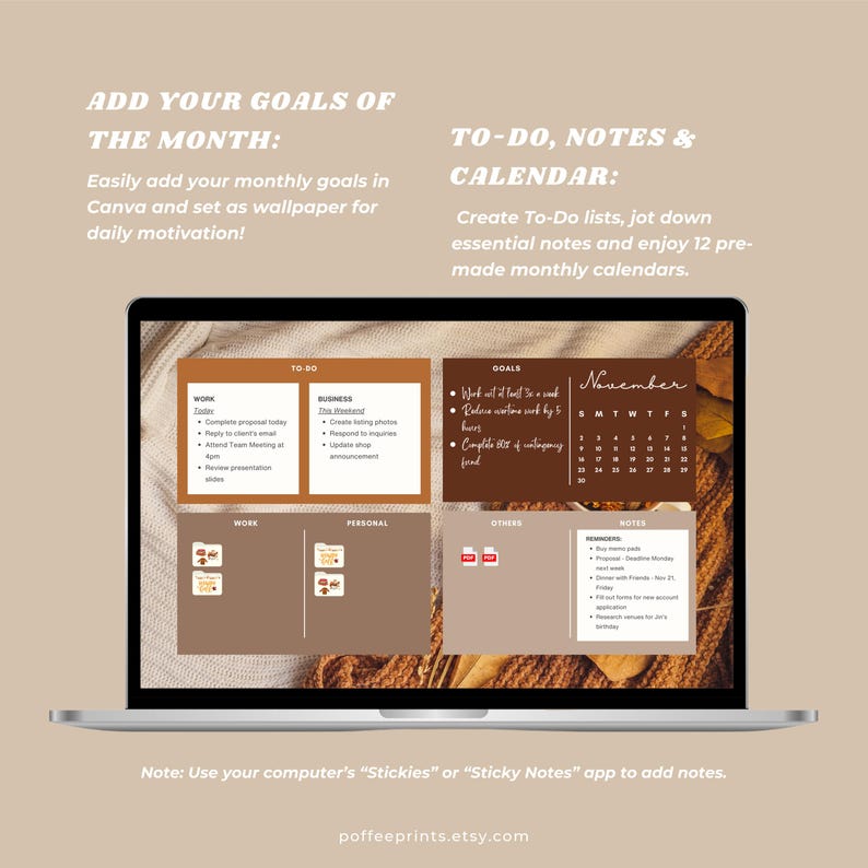 2025 Calendar Editable Desktop Organizer Aesthetic Wallpaper, Seasonal ...