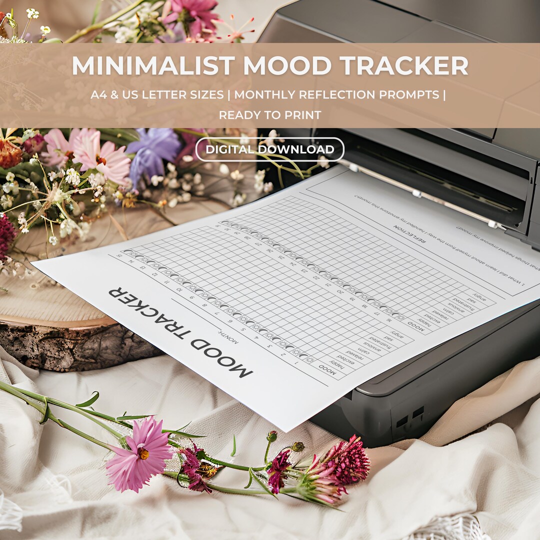 Mood Tracker Printable Pdf Emotion Tracker Monthly Mood Log Daily Mood ...