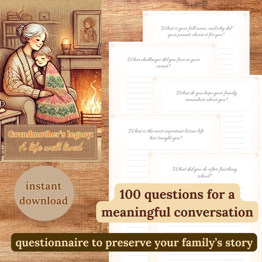 All About Grandmother, Printable Questionnaire, Digital Journal, 100 ...