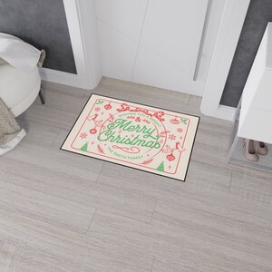 Personalized Merry Christmas Vintage Doormat, Holiday Mat, Christmas ...