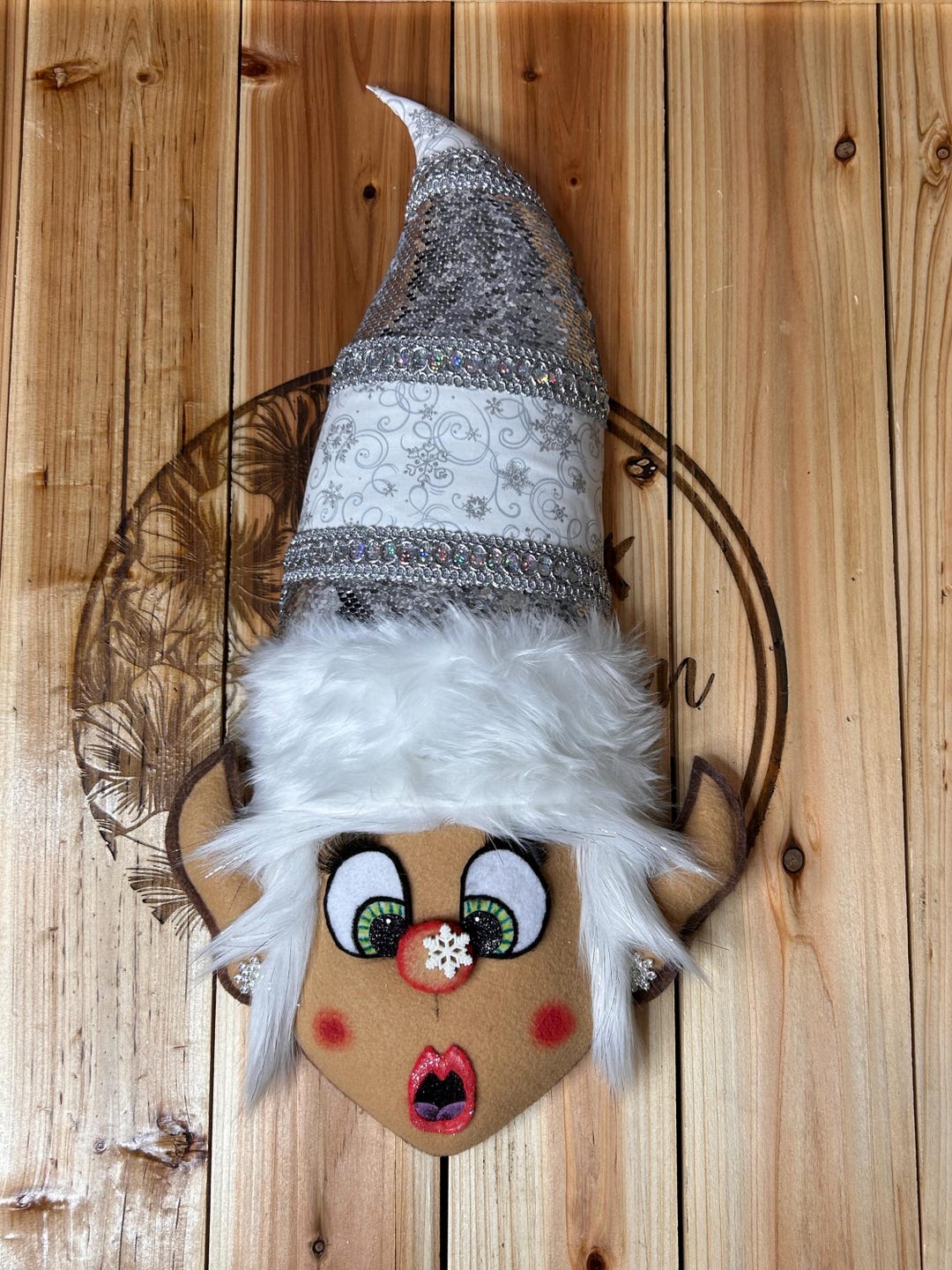 Whimsical Elf Wreath Attachment: Glitter Snowflake, Tinsel Hair - Etsy