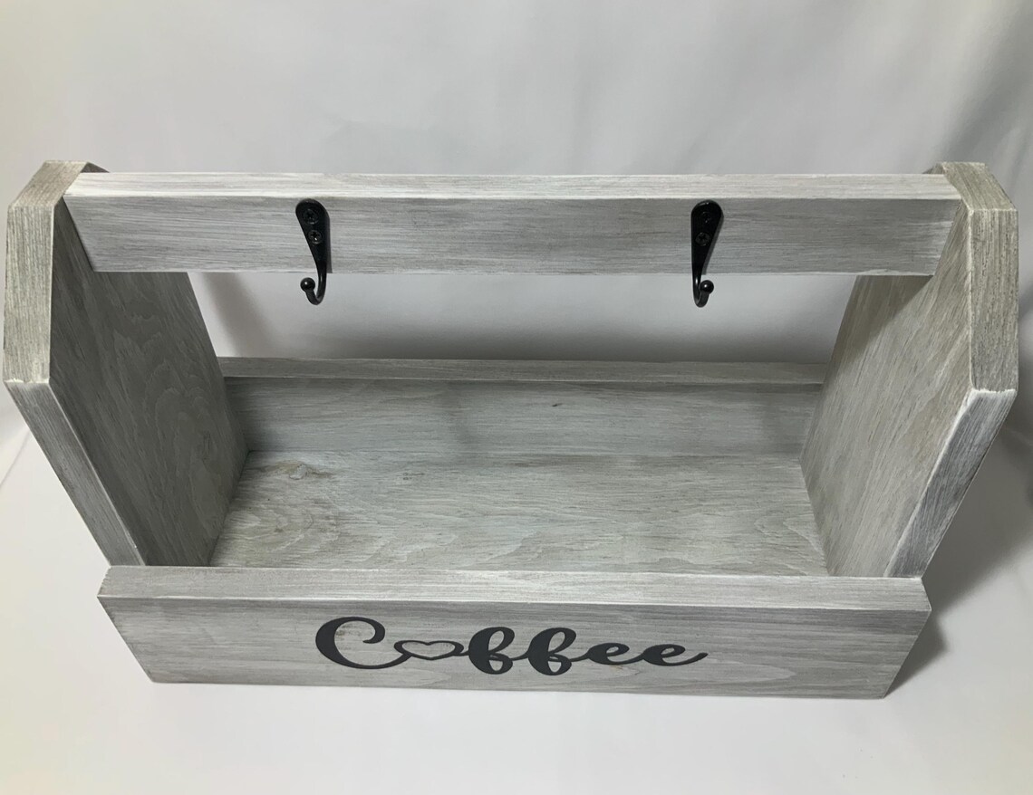 Wooden Hot Cocoa or Coffee Caddy That Holds 2 Mugs With Plenty of ...