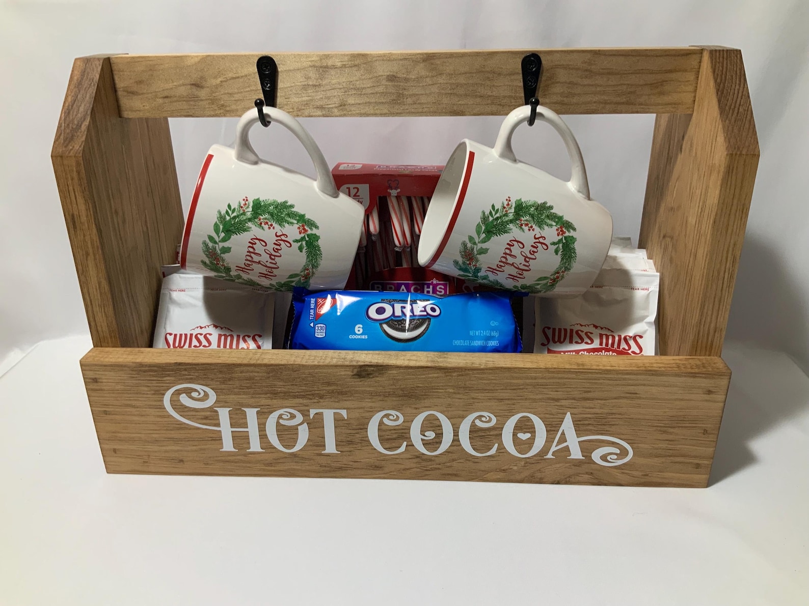 Wooden Hot Cocoa or Coffee Caddy That Holds 2 Mugs With Plenty of ...