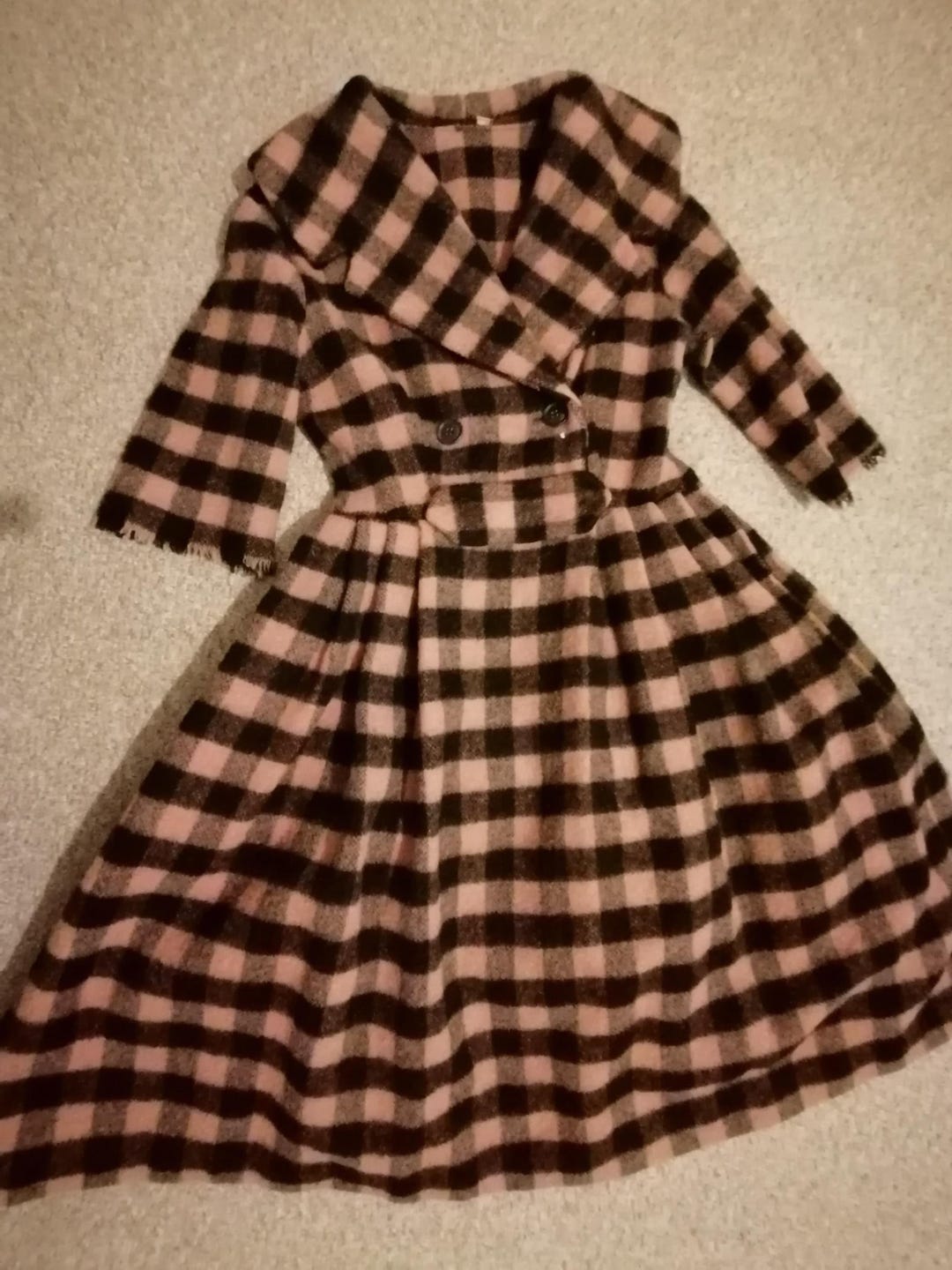 Original 1950s/60s Rust and Black Coloured Wool Check Dress. - Etsy