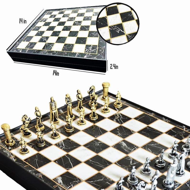 Luxury Roman Empire Metal Chess Set With Storage 14'' X 14 ...
