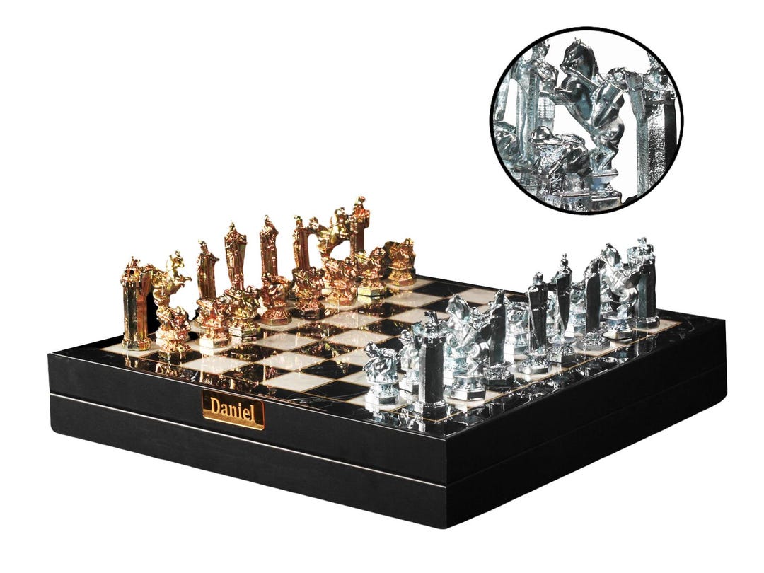 Wizard Metal Chess Set With Storage 14'' X 14'' | Personalized Foldable ...