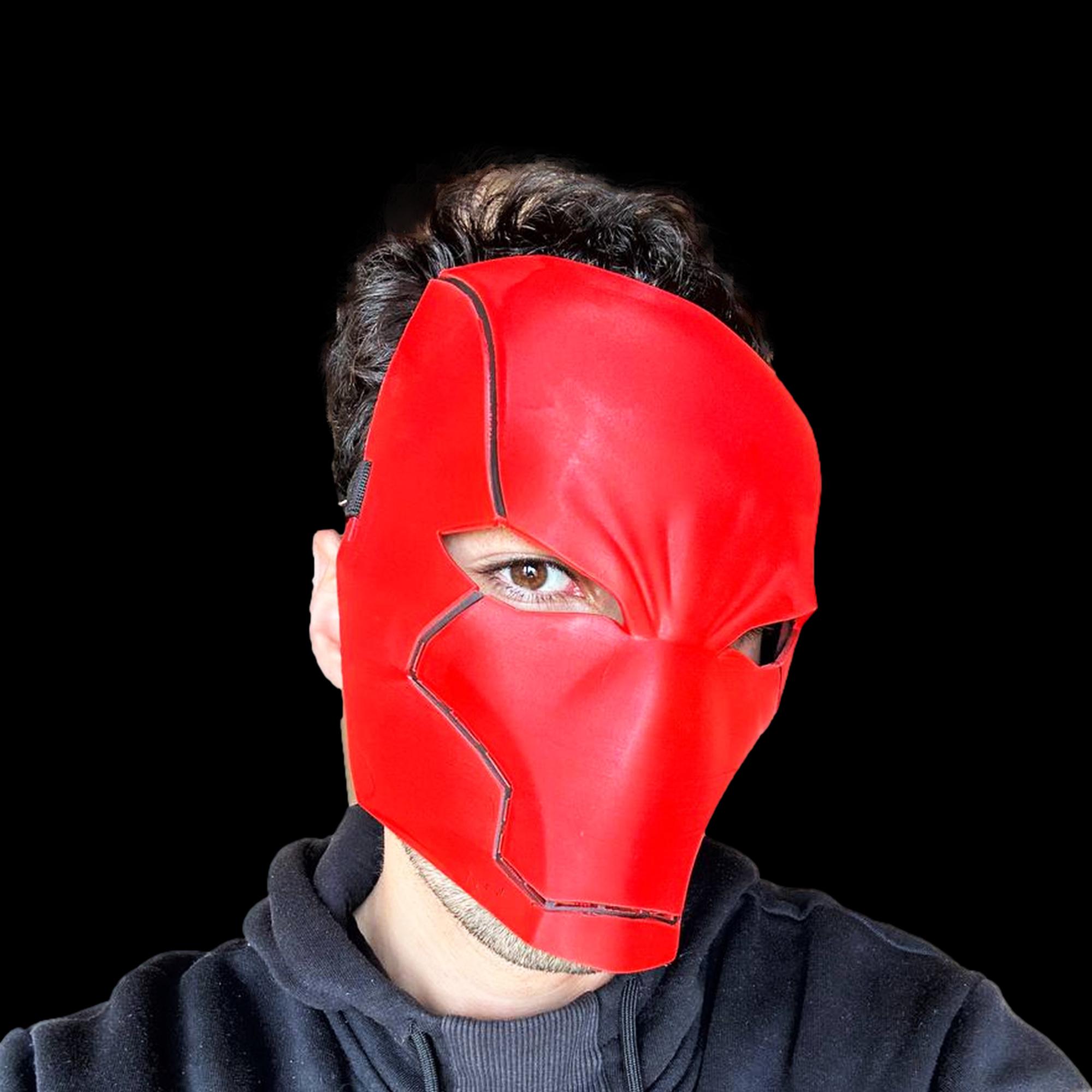 Red Hooder Full Face Mask Handmade Unisex Helmet Hand Painted Mask ...