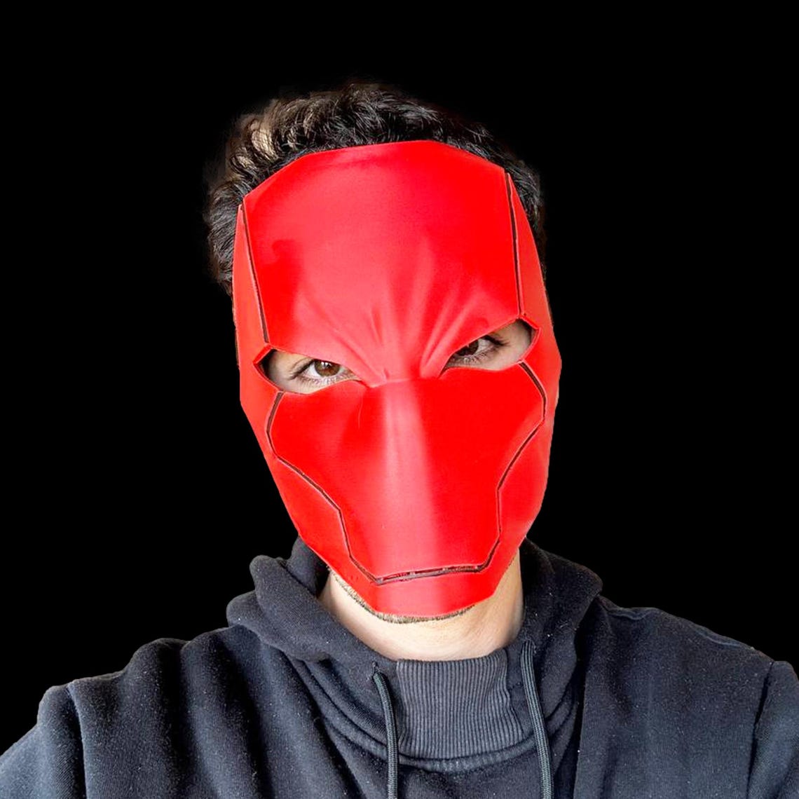 Red Hooder Full Face Mask Handmade Unisex Helmet Hand Painted Mask ...