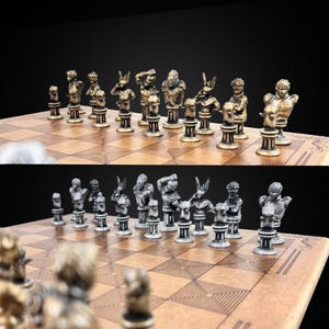 Popular Anime Metal Chess Set 14'' X 14'' | Personalized Wooden ...