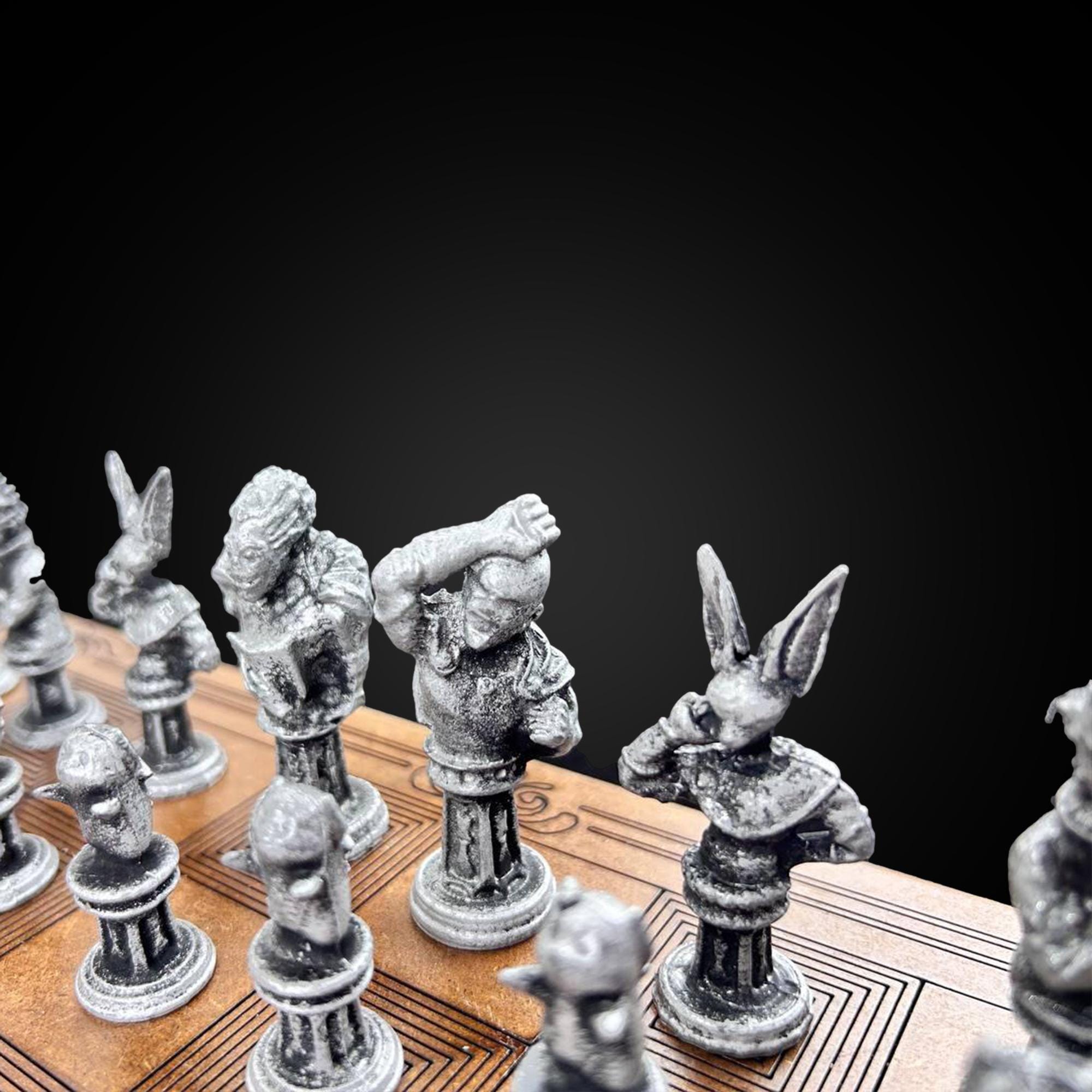 Popular Anime Metal Chess Set 14'' X 14'' | Personalized Wooden ...