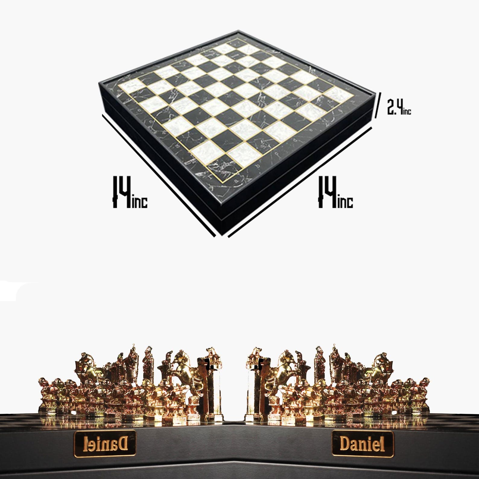 Collectible Wizard Metal Chess Set With Storage 14'' X 14 ...