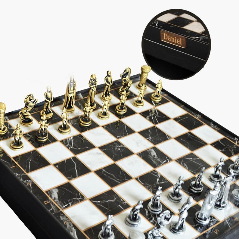 Luxury Roman Empire Metal Chess Set With Storage 14'' X 14 ...