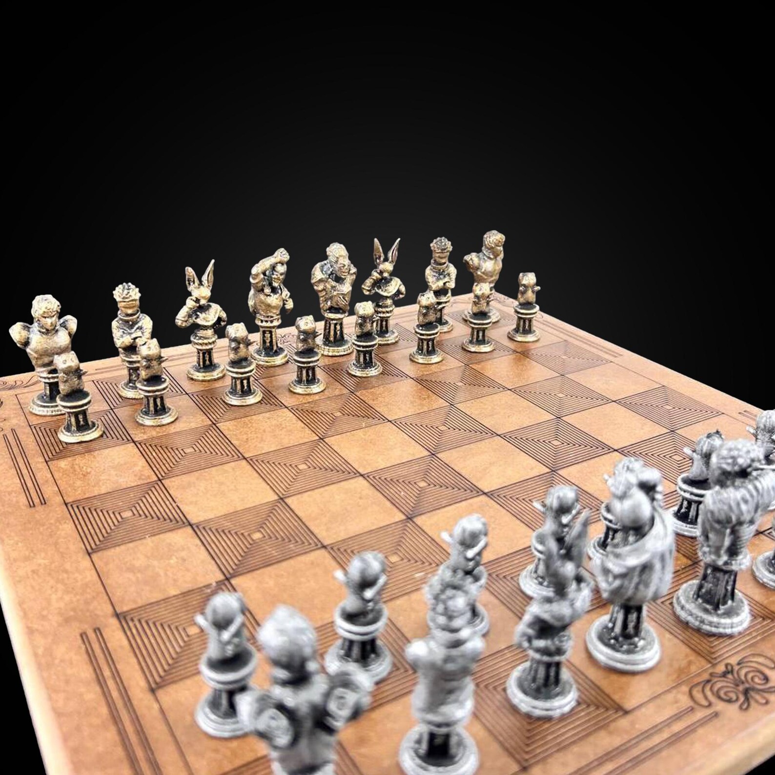 Popular Anime Metal Chess Set 14'' X 14'' | Personalized Wooden ...