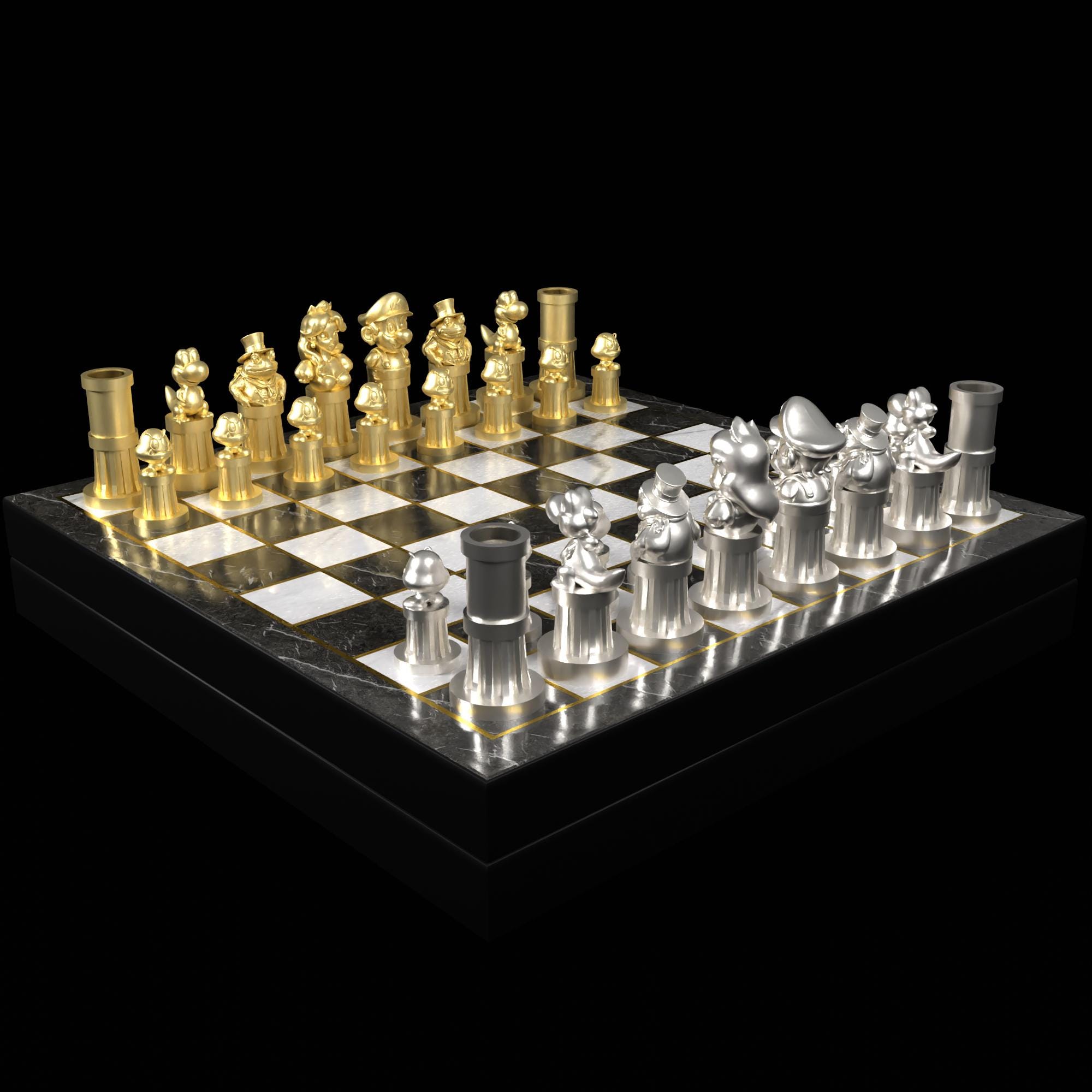Mario Fan Art Chess Set: New Edition Personalized Handmade Board Game ...