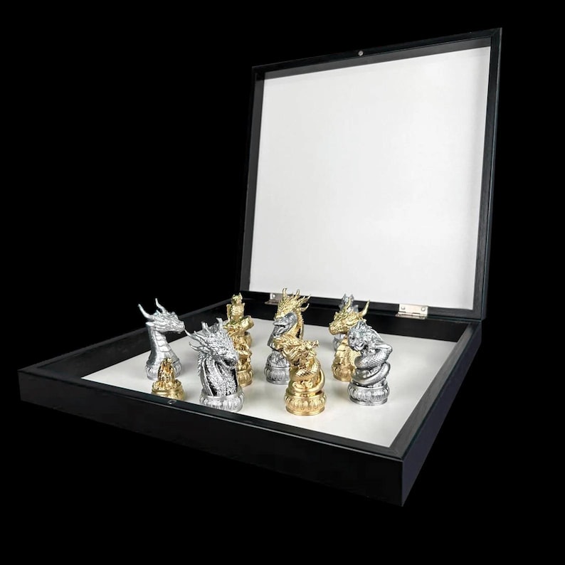 Dragon Chess Set With Chessboard: Fantasy Figures, Custom Colors - Etsy