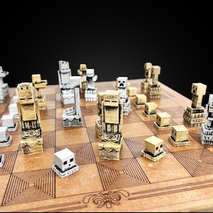 Game Minecraf Metal Chess Set 14'' X 14'' | Personalized Wooden ...