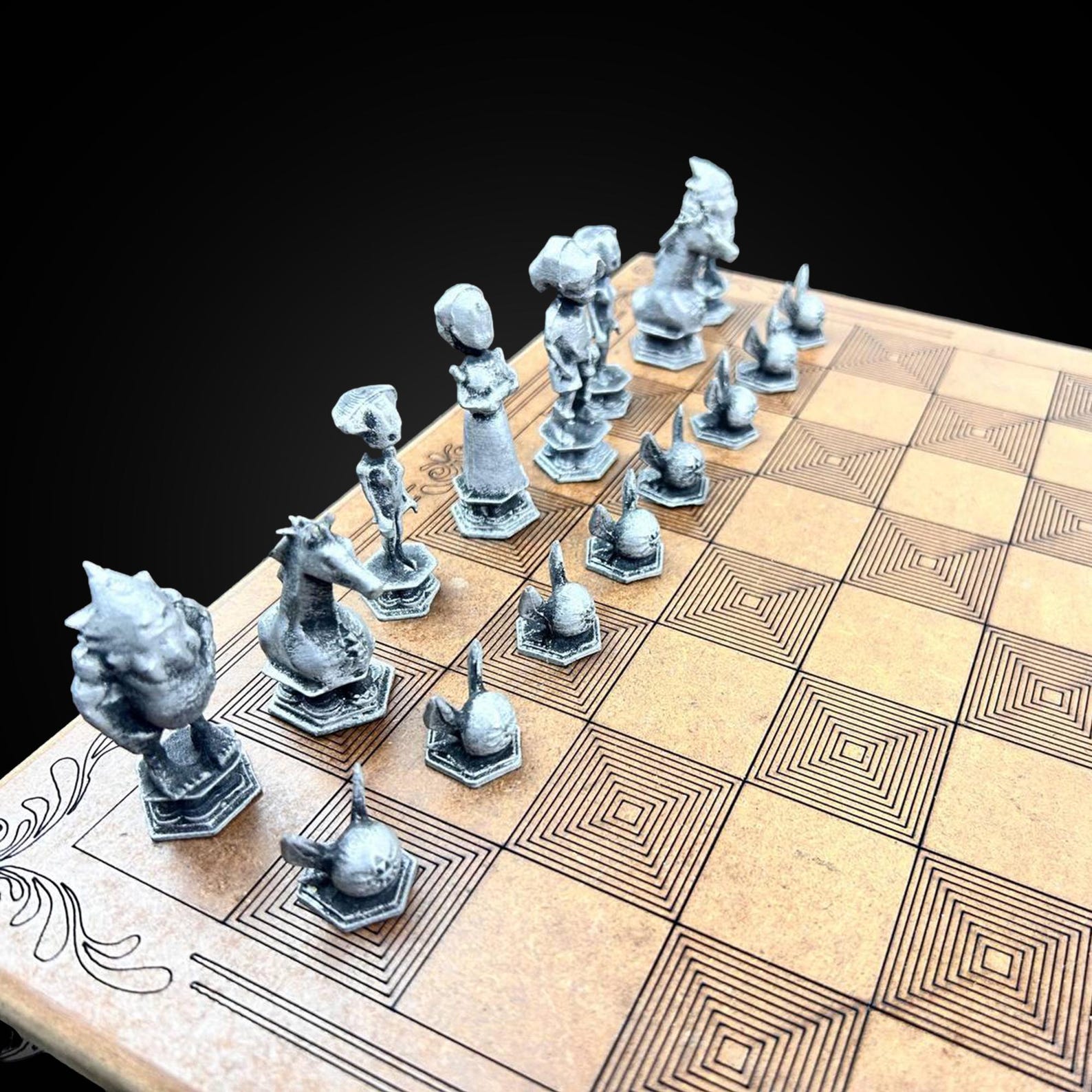 Zelda Metal Chess Set 14'' X 14'' | Zelda Fan Art Wooden Chessboard ...