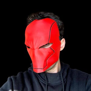 Red Hooder Full Face Mask Handmade Unisex Helmet Hand Painted Mask ...