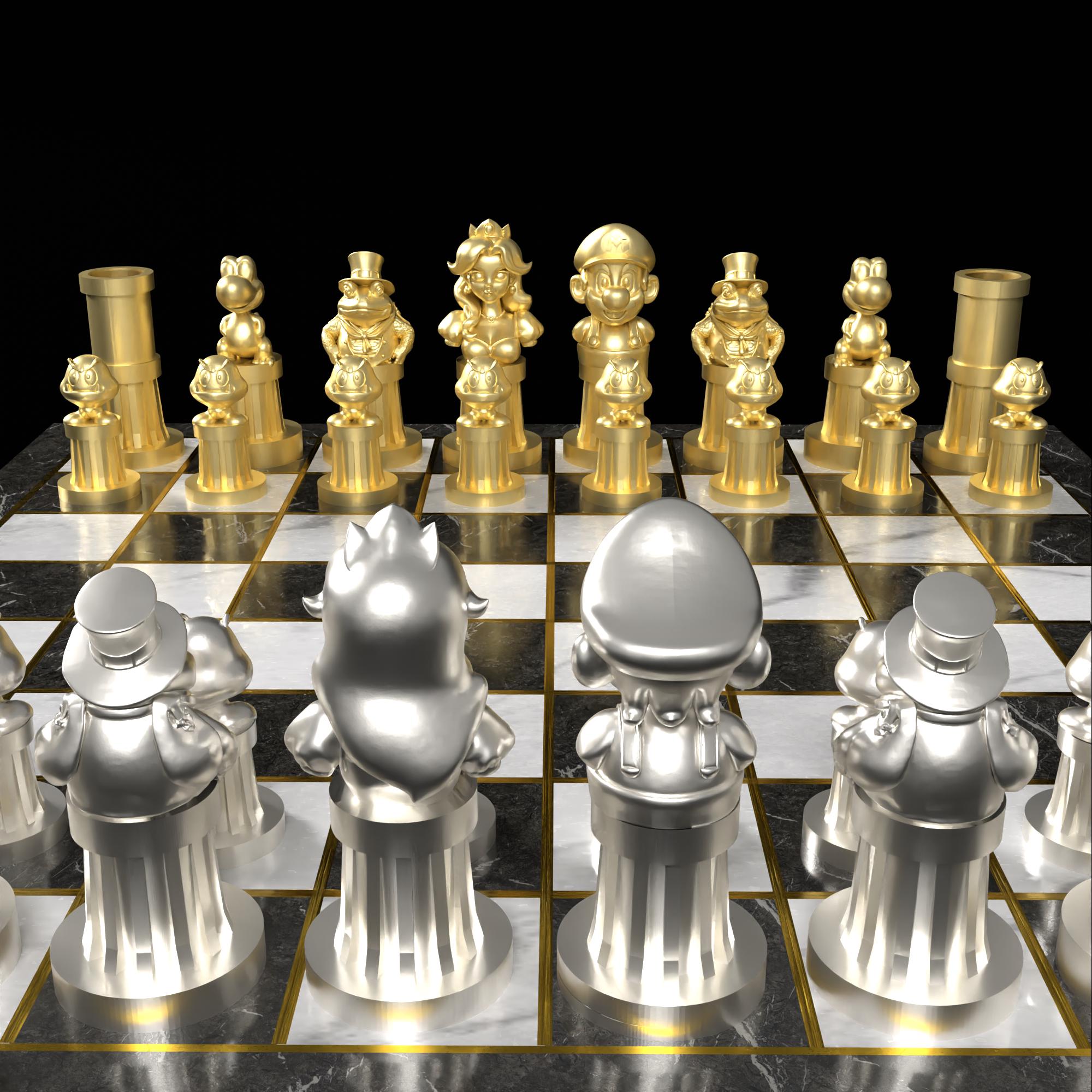 Mario Fan Art Chess Set: New Edition Personalized Handmade Board Game ...