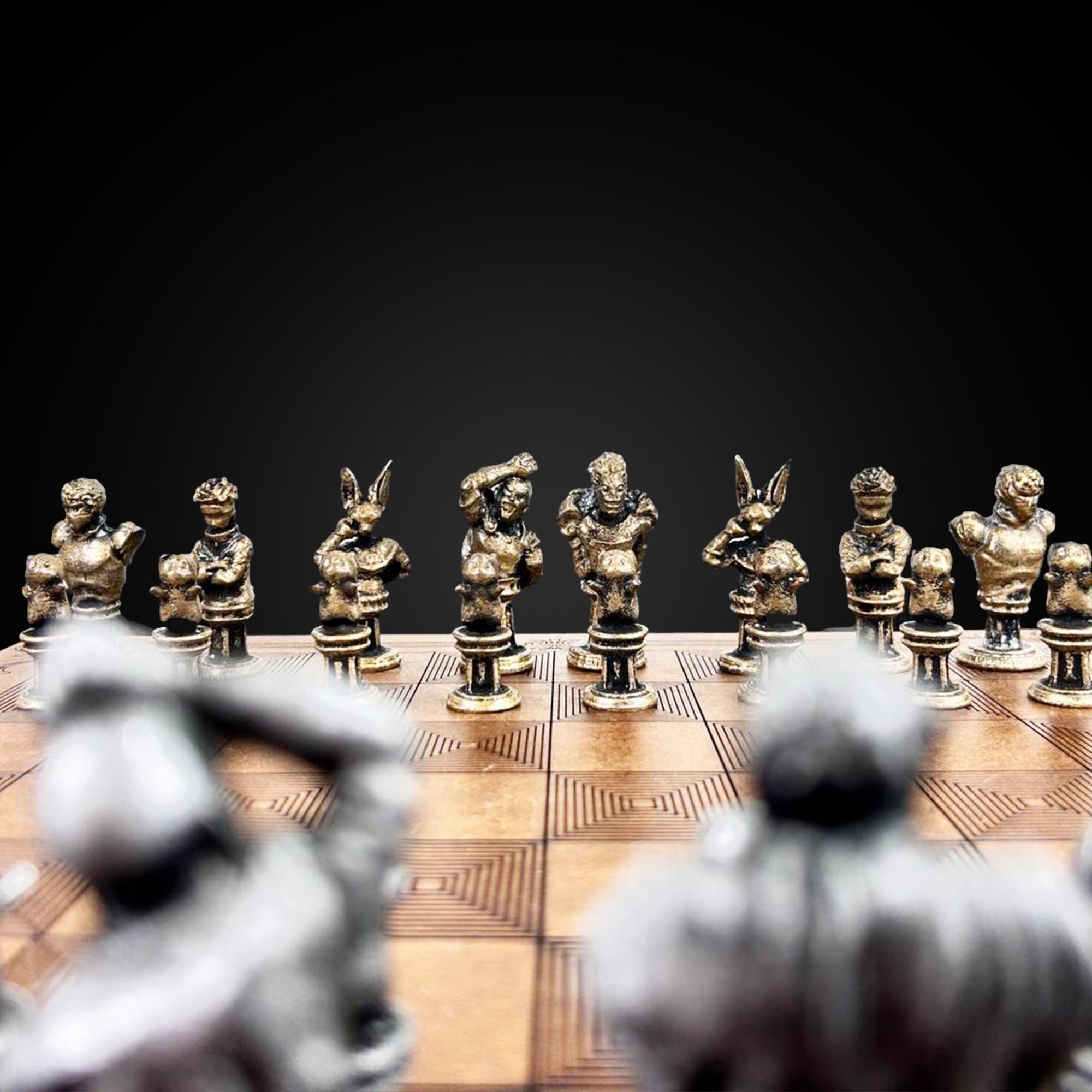 Popular Anime Metal Chess Set 14'' X 14'' | Personalized Wooden ...