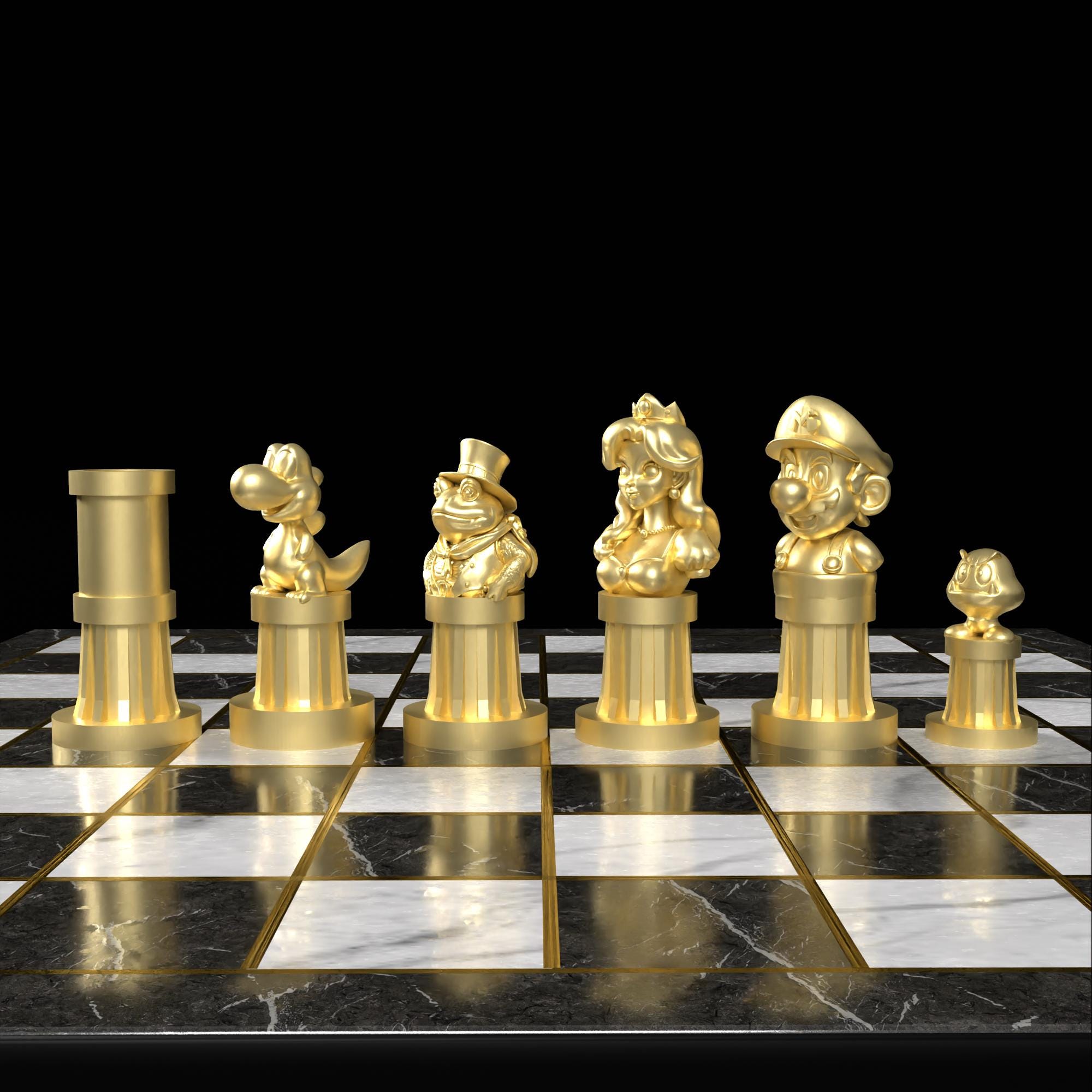 Mario Fan Art Chess Set: New Edition Personalized Handmade Board Game ...