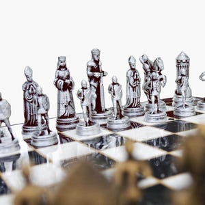 Gift Metal Chess Set With Storage 14'' X 14'' Personalized Foldable ...