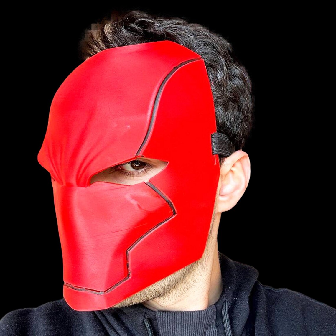 Red Hooder Full Face Mask Handmade Unisex Helmet Hand Painted Mask ...