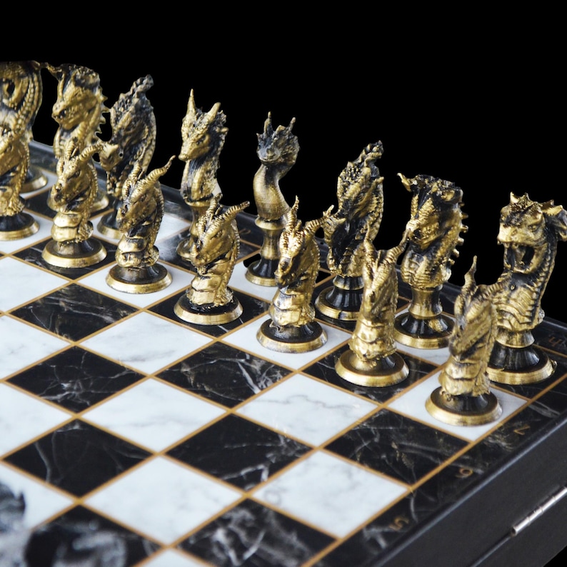 Dragon Chess Set: Collectible Handmade Chessboard, Personalized Option ...