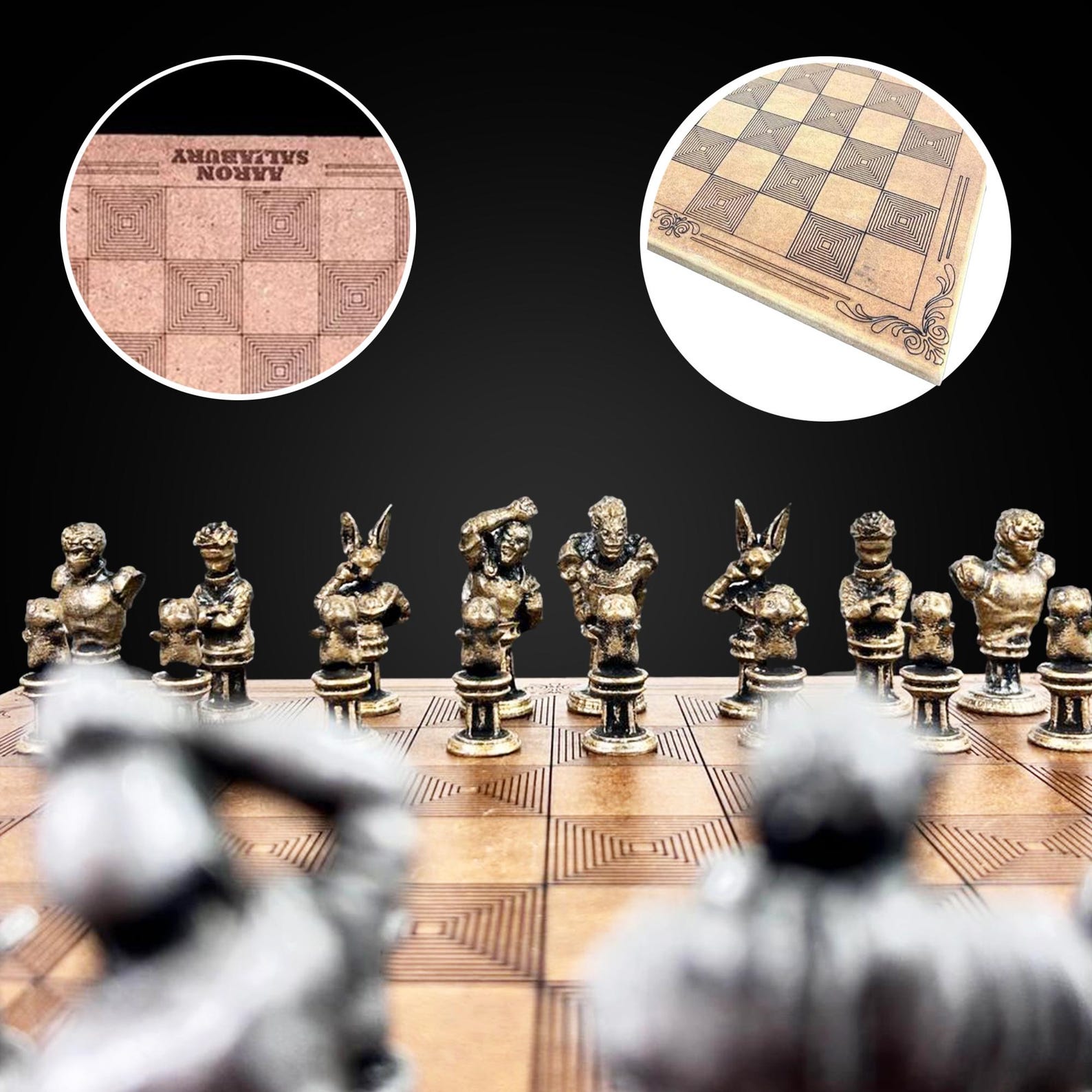 Popular Anime Metal Chess Set 14'' X 14'' | Personalized Wooden ...
