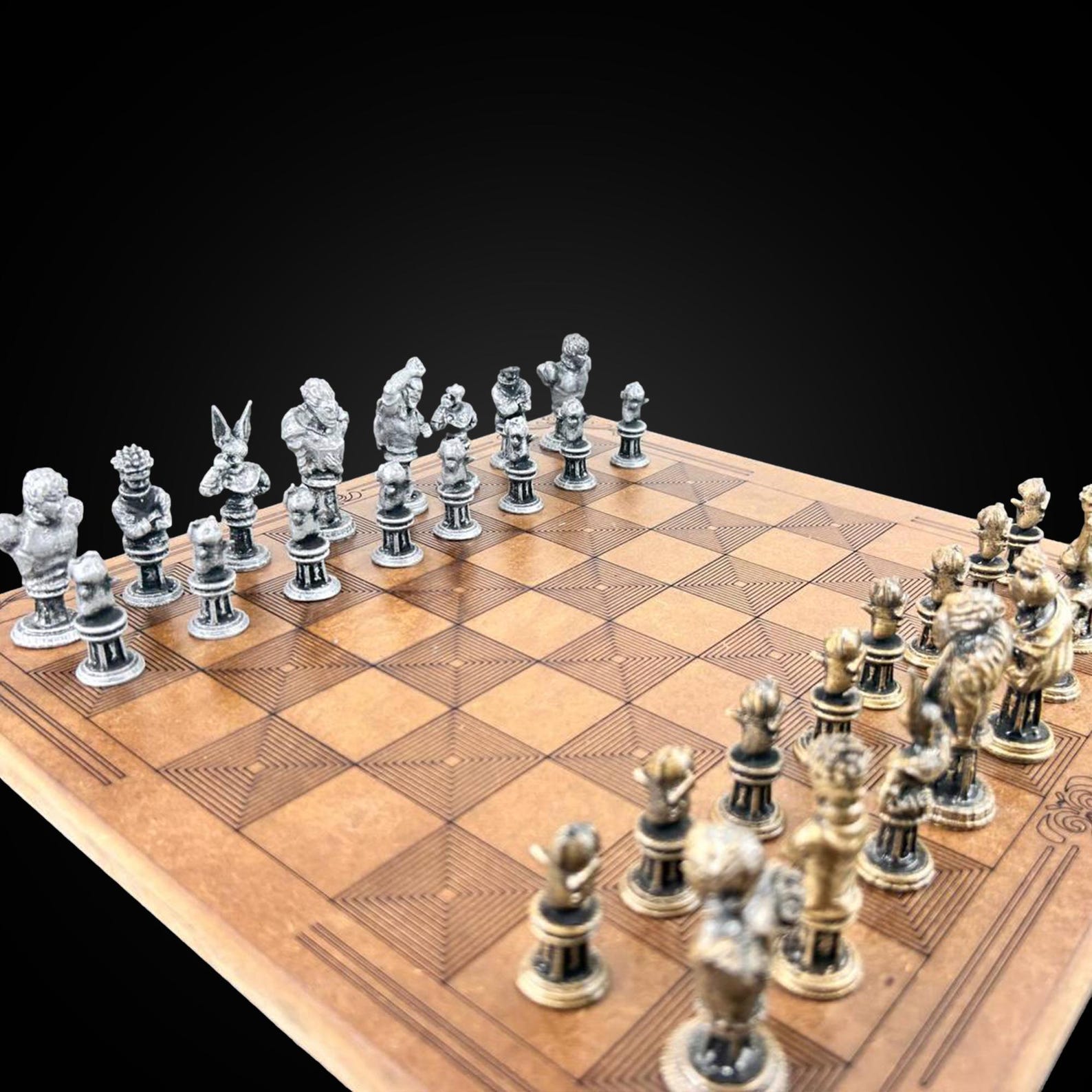 Popular Anime Metal Chess Set 14'' X 14'' | Personalized Wooden ...