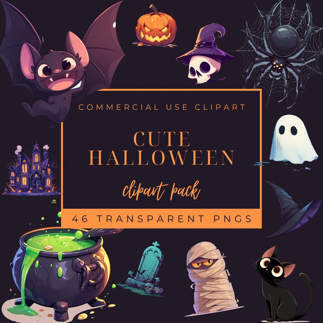 Cute Halloween Clipart | Png Transparent Background | Commercial Use ...