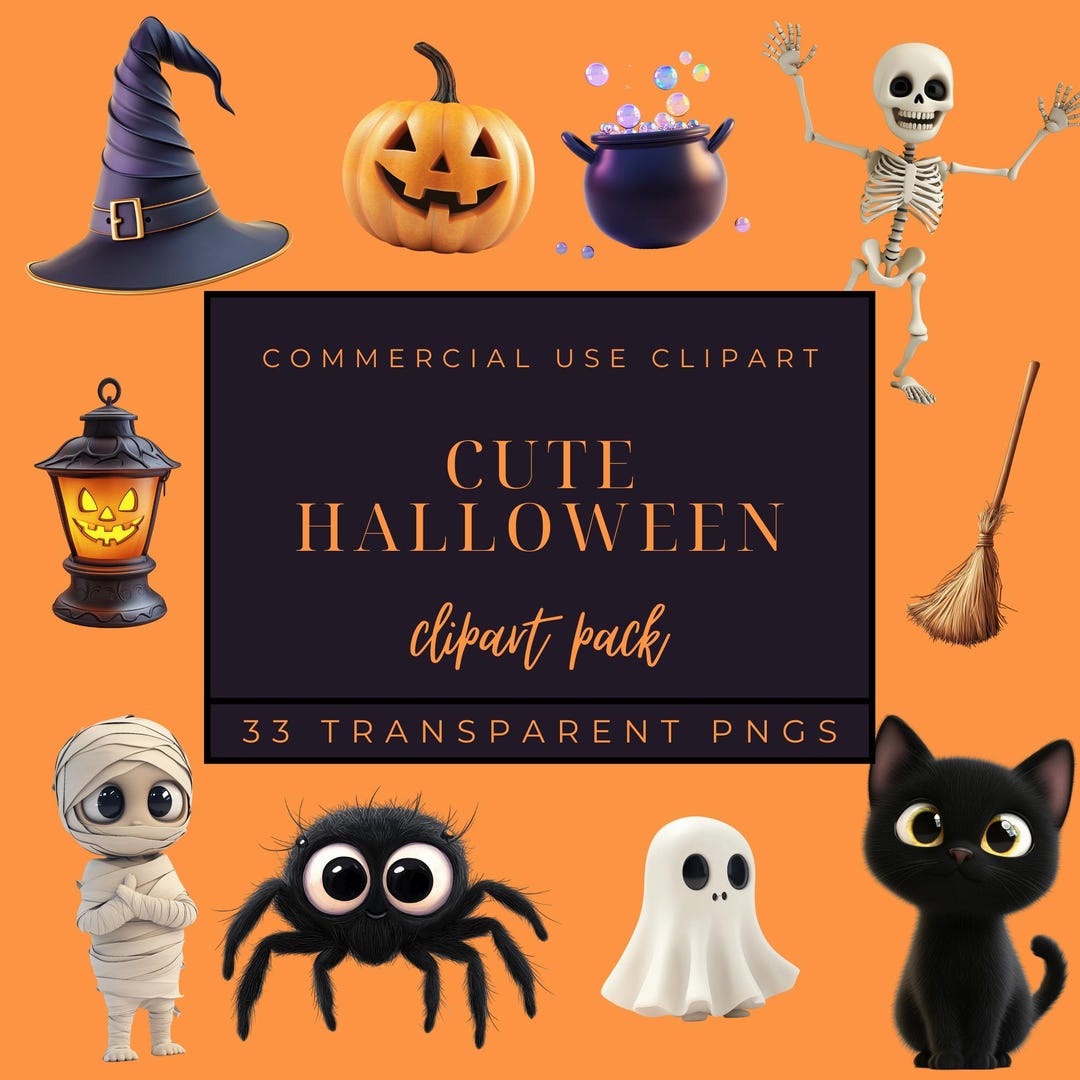 Cute Halloween Clipart | Png Transparent Background | Commercial Use ...