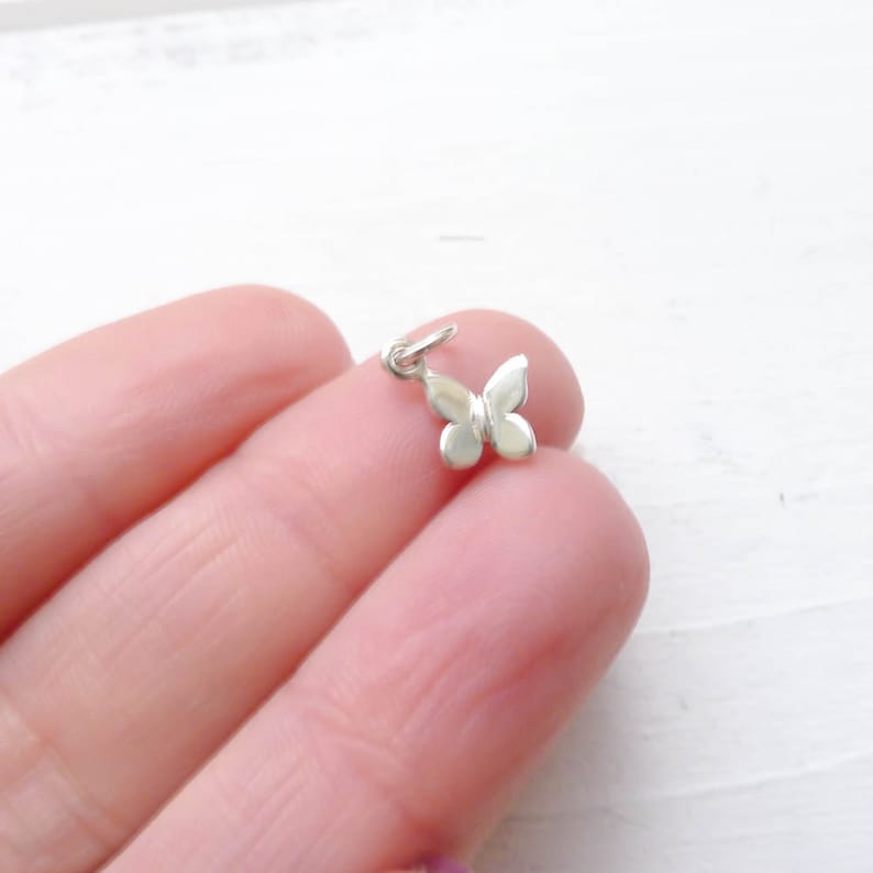 Tiny Butterfly Charm Sterling Silver Butter Fly Pendant for - Etsy