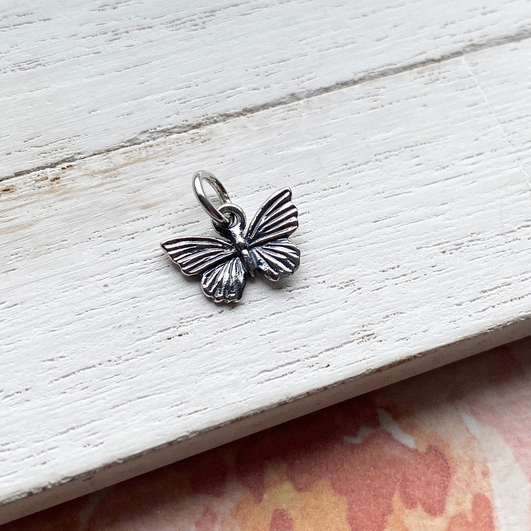 Butterfly Charm Sterling Silver Textured Wing Pendant (CNA6691) - Etsy