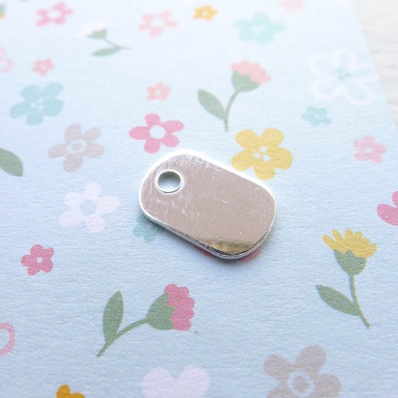 Mini Dog Tag Blanks Sterling Silver Little Oval Charms for | Etsy