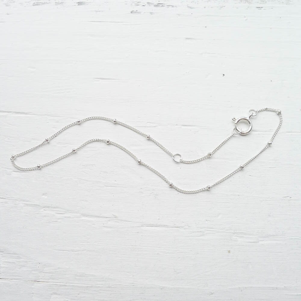 Sterling Silver Anklet Beaded Wish Chain Adjustable Size 9 to 10 Inches ...