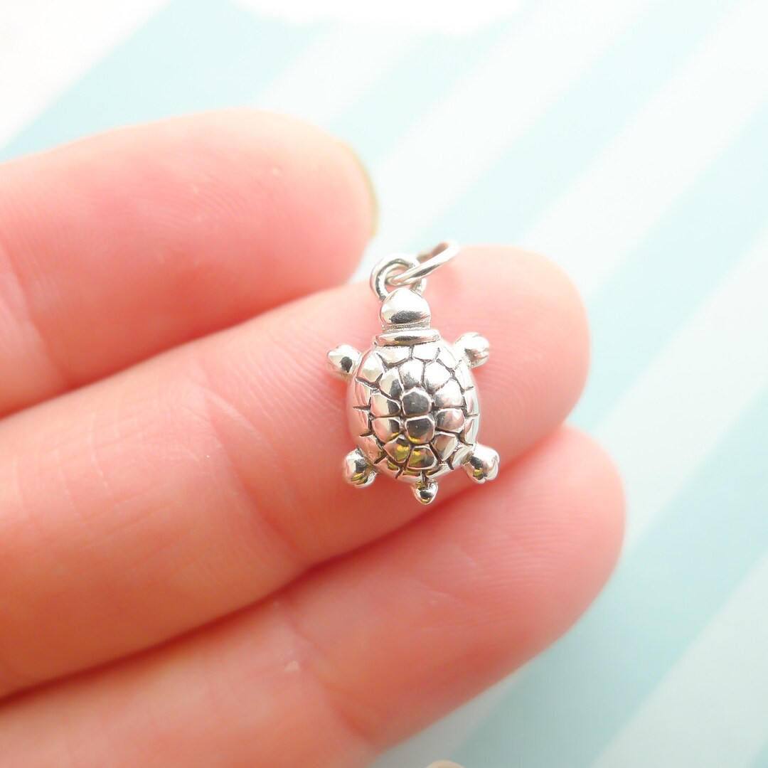 Turtle Charm Sterling Silver Seaturtle Pendant (CNA609) - Etsy