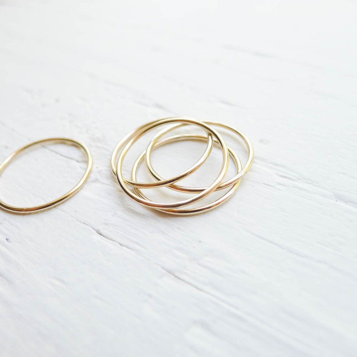 Gold Wire Stacking Rings Size 4 Midi Thin Kuckle Rings for Hammering or ...