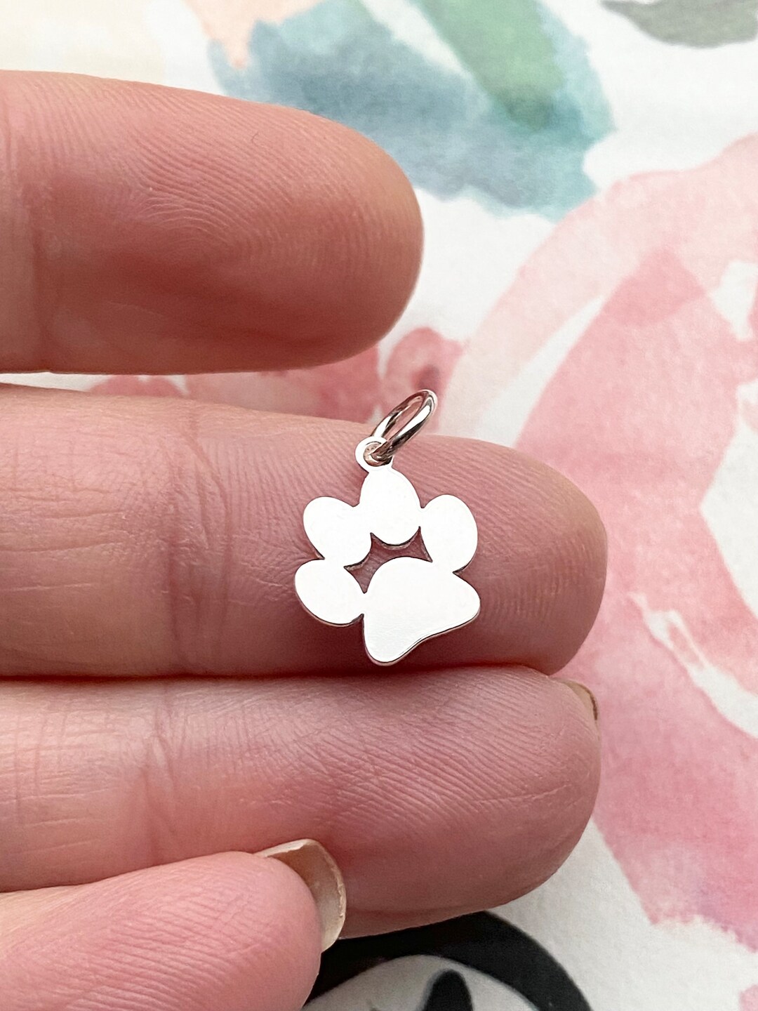 Tiny Paw Cham Cat Dog Print Sterling Silver for Necklace or Bracelets ...