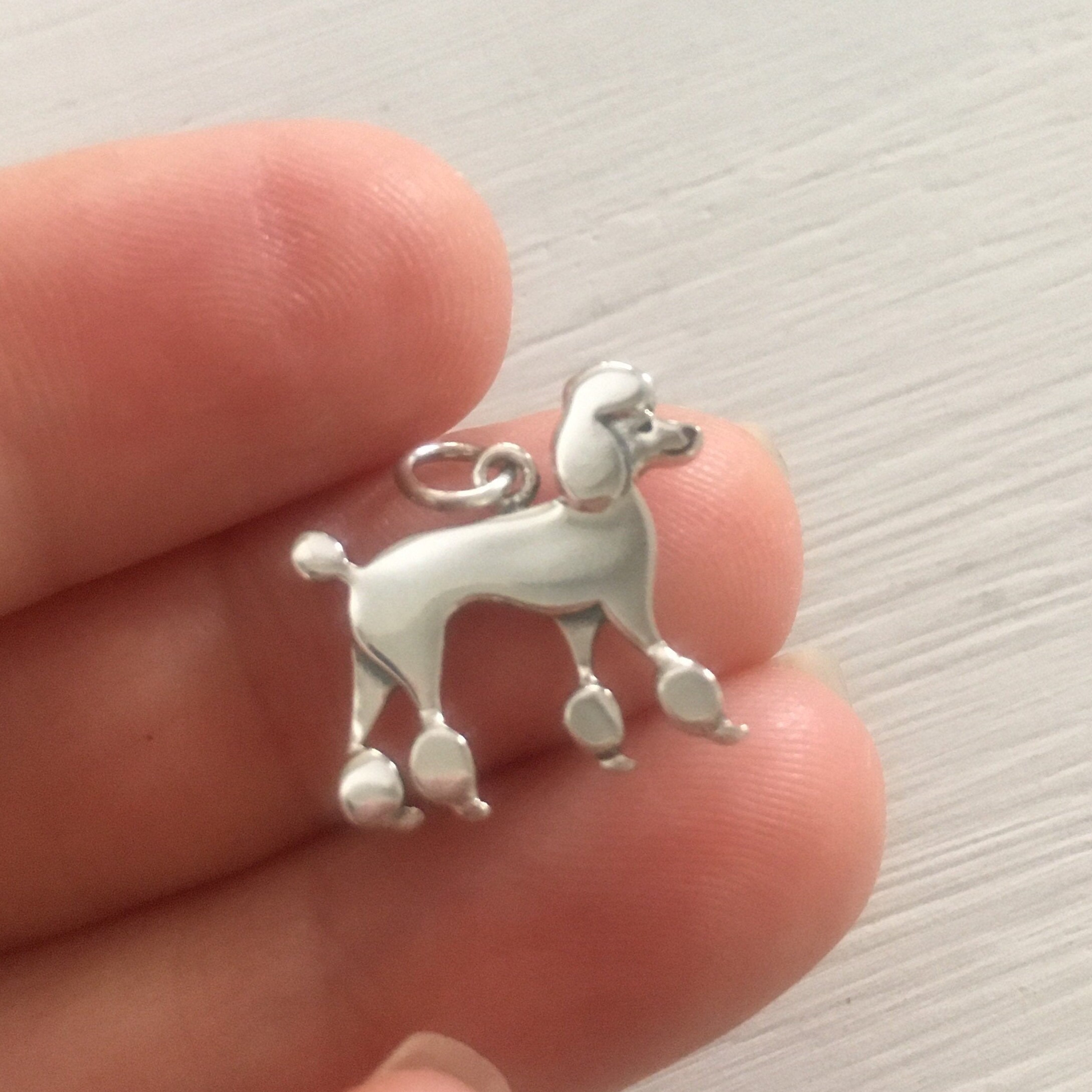 Poodle Charm Sterling Silver Dog Pendant for Necklace or Bracelets Cute ...