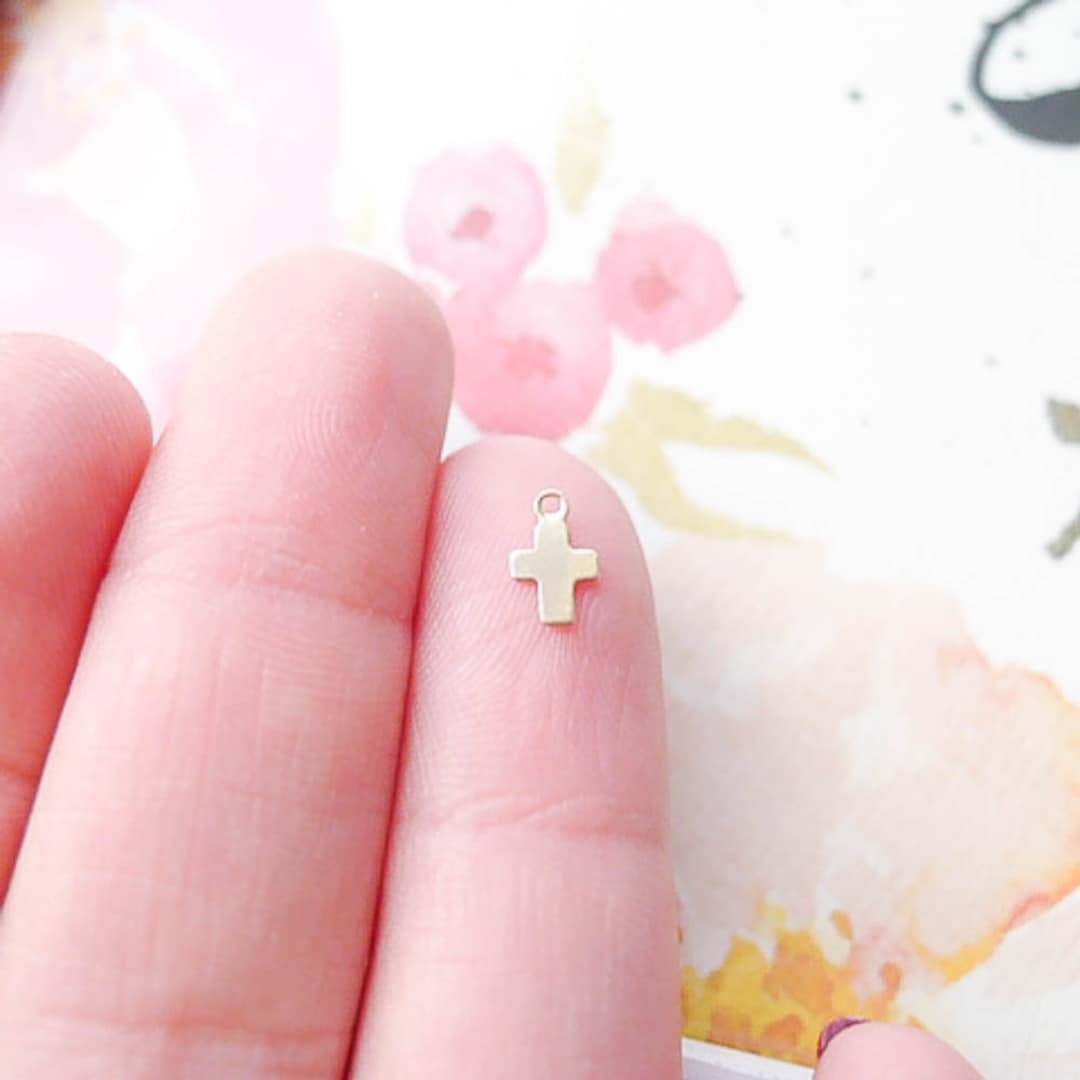 Tiny Cross Charm Gold Filled Crosses Barely There Minimal Jewelry ...