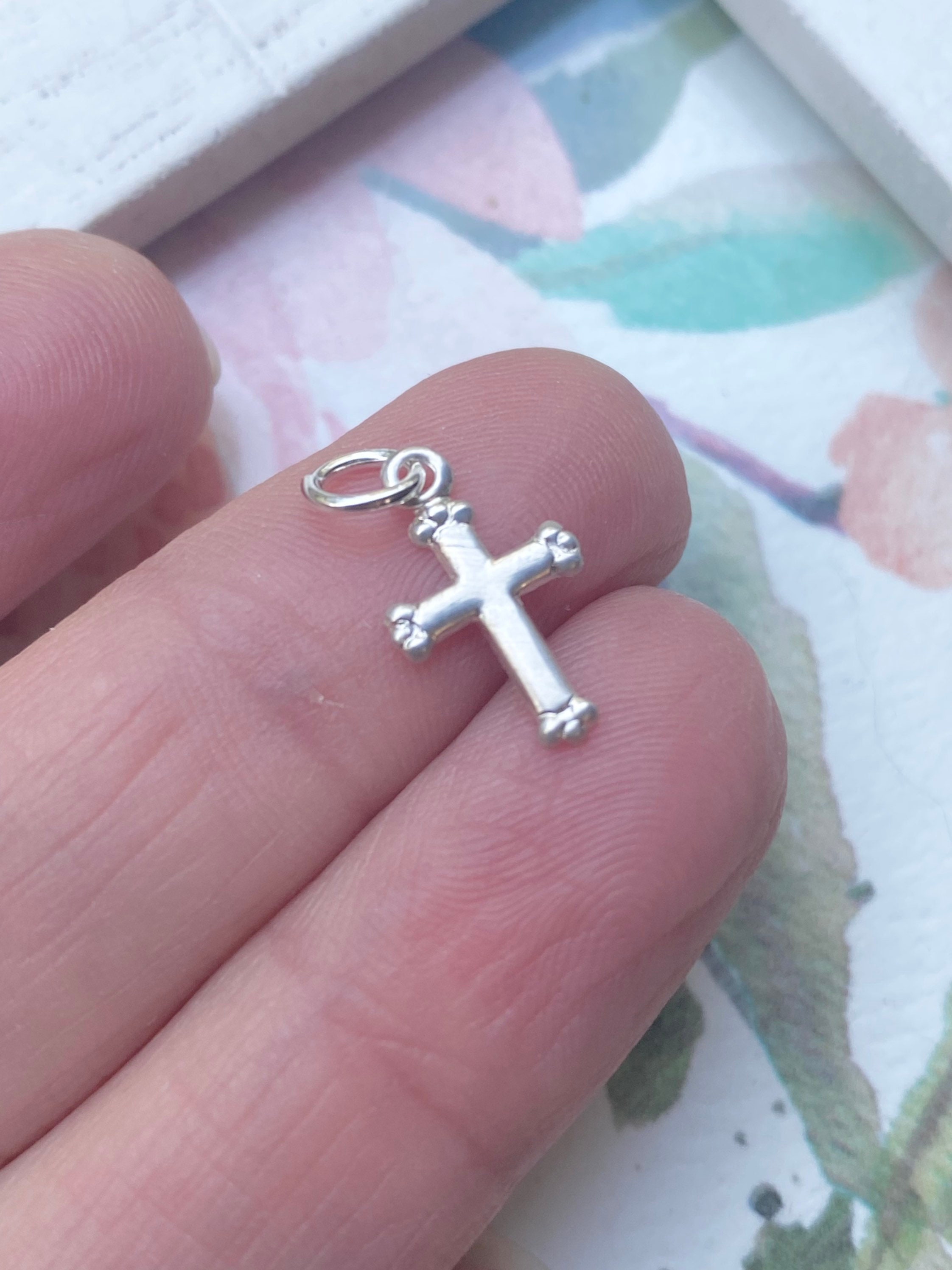 Tiny Silver Cross Charms Fancy Small Sterling Crosses Pendants - Etsy