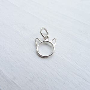 Cat Outline Charm Sterling Silver Kitty Ears Silhoette Wire Pendant ...