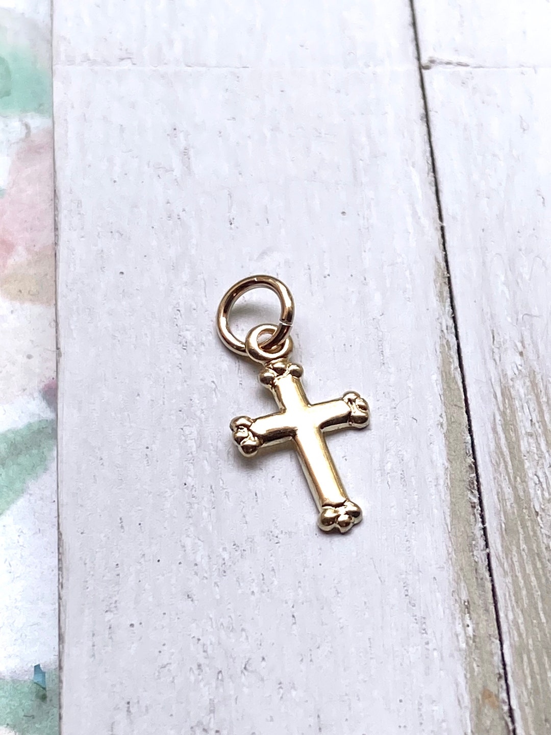 Small Gold Cross Charm Fancy Little Gold Filled Crosses Pendants for ...